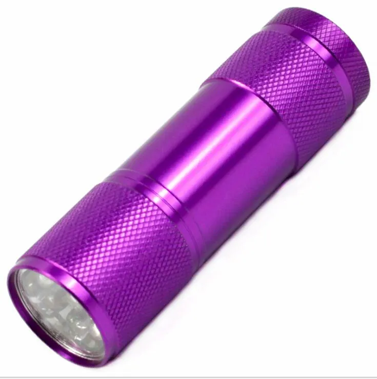 Ultraviolet Flashlights: Mini 9 LED Purple Light Torch For Camping ...