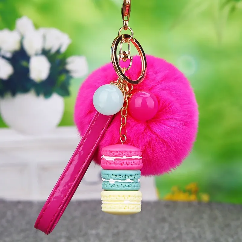 Fur Ball Key Ring Chain Aron Keychain Jewelry Eiffel Tower Beads ...