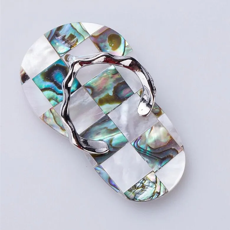 Chanclas Con Diseño De Playa De Abulón Genuino Concha Blanca Natural ...