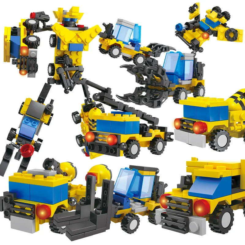 5-in-1 Mini Construction Building Blocks - Engineering Truck Set, City ...