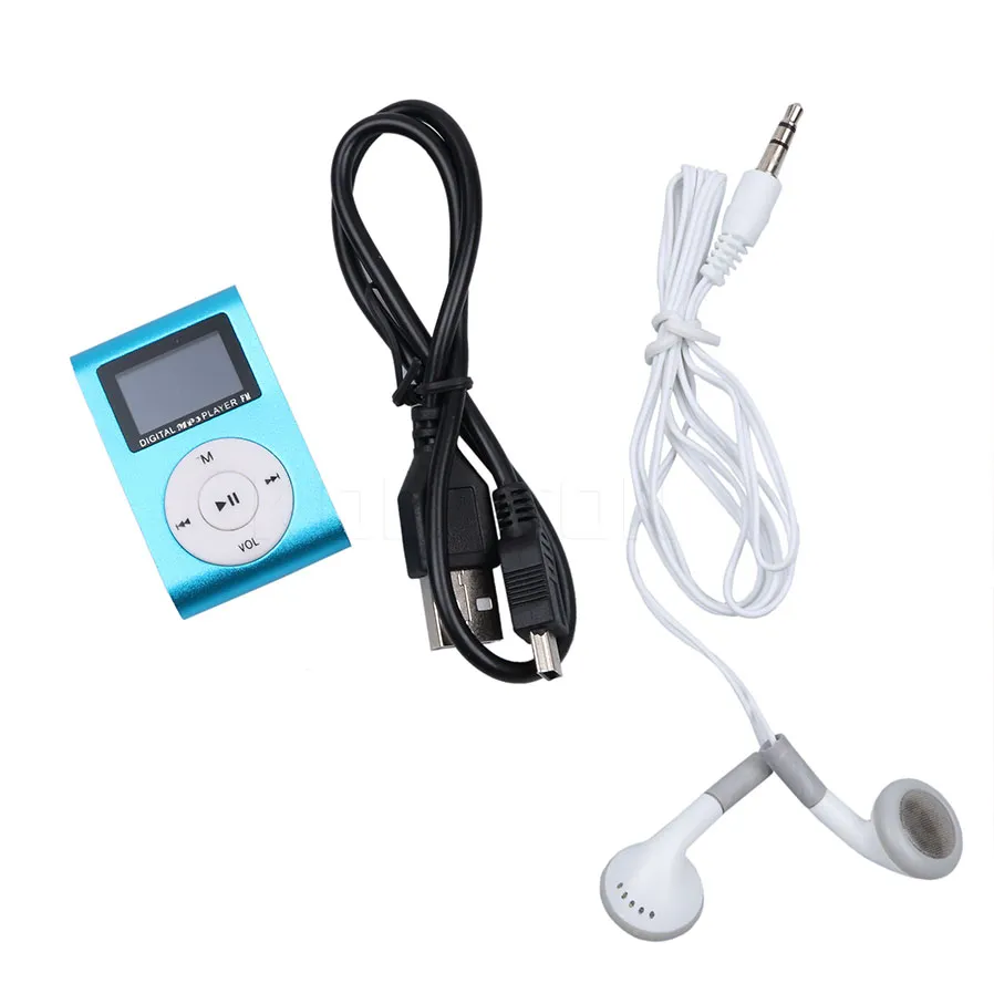 Mini Clip MP3 Player With LCD Screen, FM Radio, Earphones, Micro SD TF ...