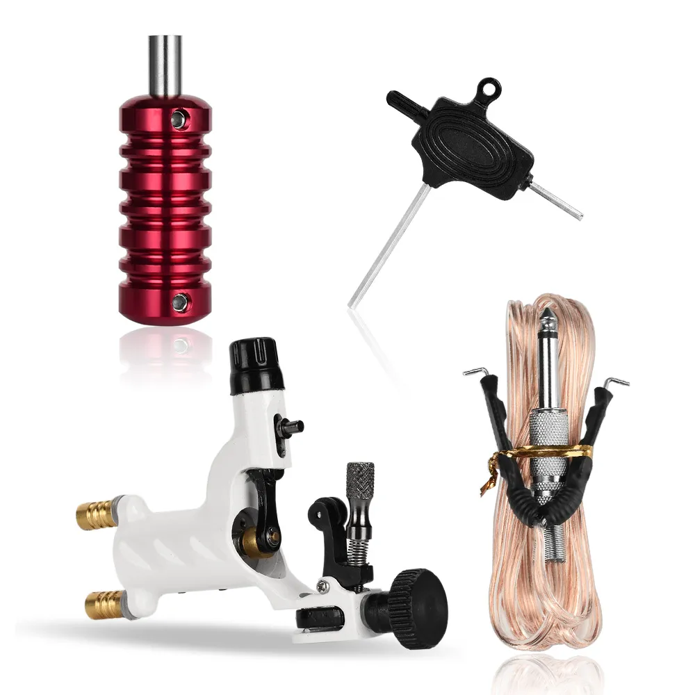 ATOMUS White Tattoo Machine Set Liner Shader Beginner Grips Not ...