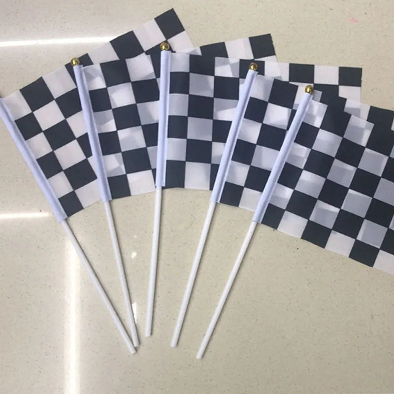 Hand Waving Dancing Small Mini Flags In Black And White Plaid Perfect ...