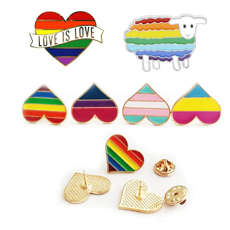 Rainbow Color Enamel Lgbt Brooches For Women Men Gay Lesbian Pride
