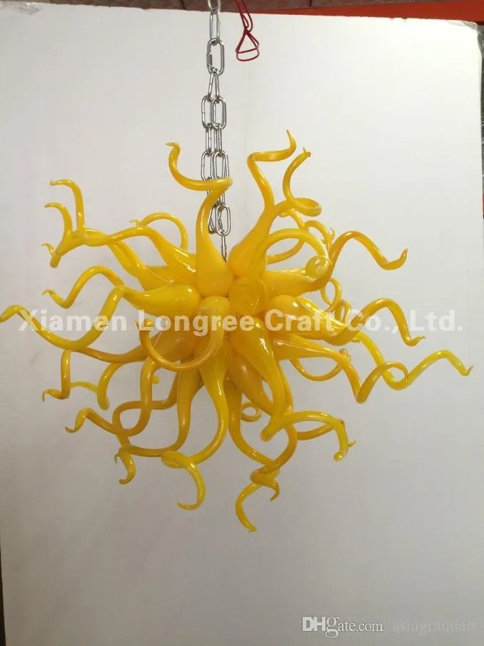 Blown Glass Chandelier with LED Bulbs, 6-8 Lights, 25 in+ Width, Chain ...