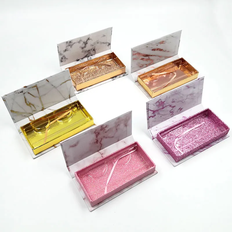 Lash Boxes: Magnetic Marble Eyelash Case for Faux Mink Individual ...