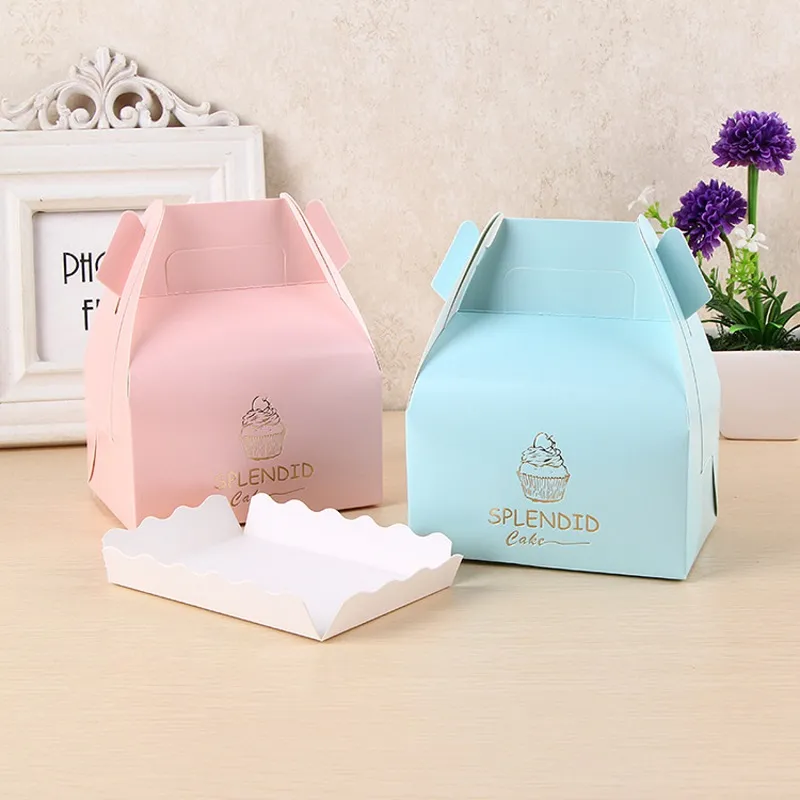 WB329 Paper Cupcake Boxes With Handle Portable Cake Gift Boxes With ...