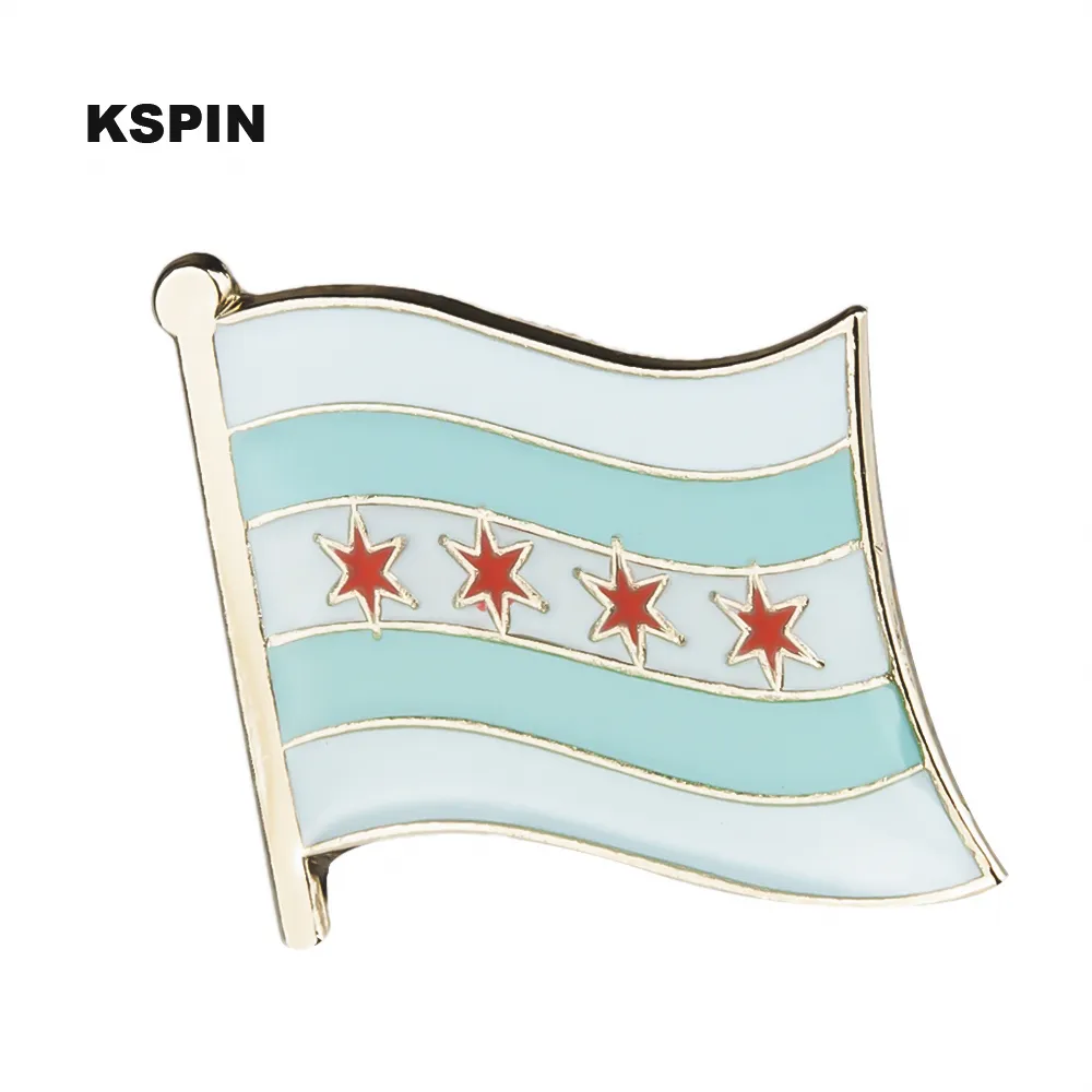 Chicago City Flag Badge Pin Enamel Lapel Pin On Backpacks For Clothes ...