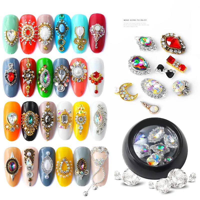 Box Of 3D Crystal Charm Christmas Bauble Nail Art With Alloy ...