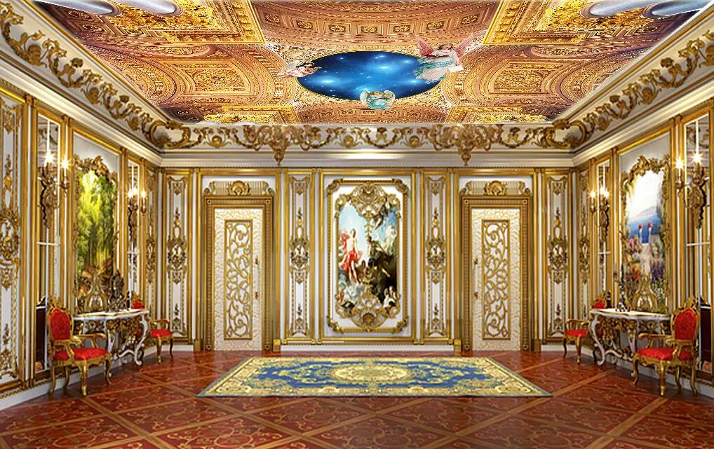 European Luxury Palace Angel 3D Photo Ceiling Wallpaper Modern Home ...