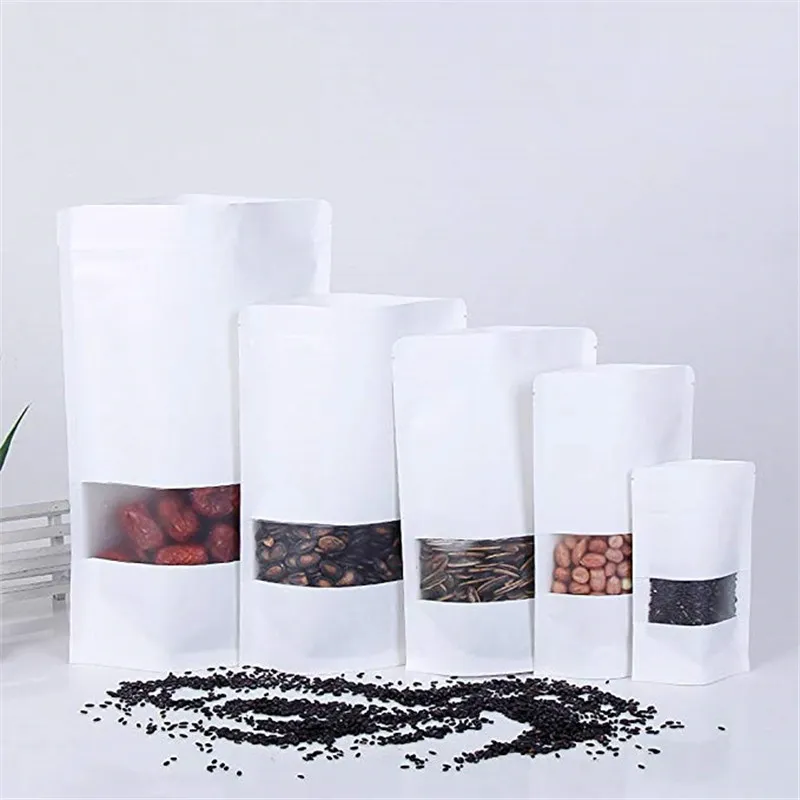 Wholesale Moisture Proof White Kraft Stand Up Clear Plastic Bags With ...