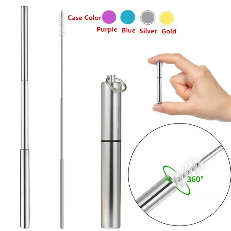 FDA Portable Reusable Folding Drinking Straws Stainless Steel Metal ...