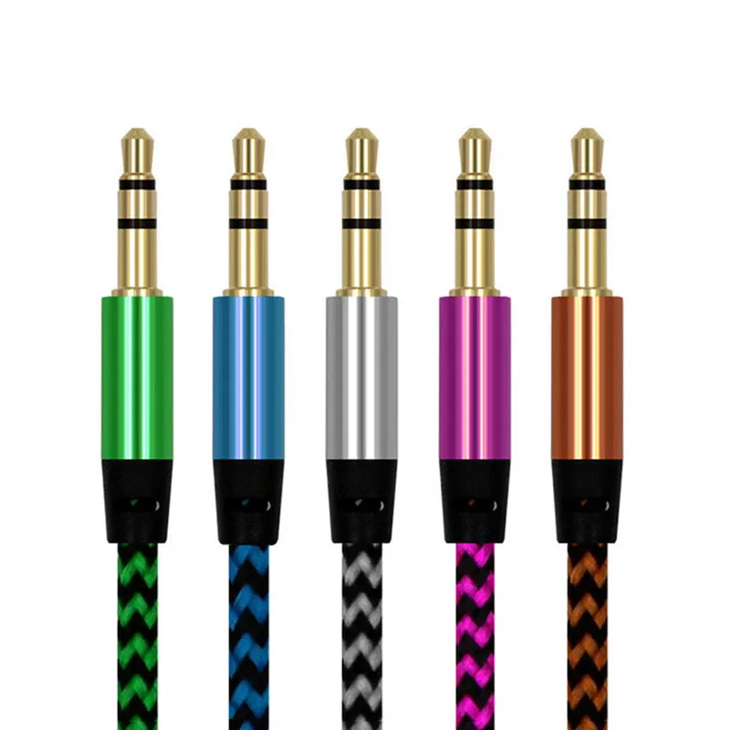 DHgate.com:5mm Male to Male Nylon Aux Cable, Gold-Plated Jack Audio ...