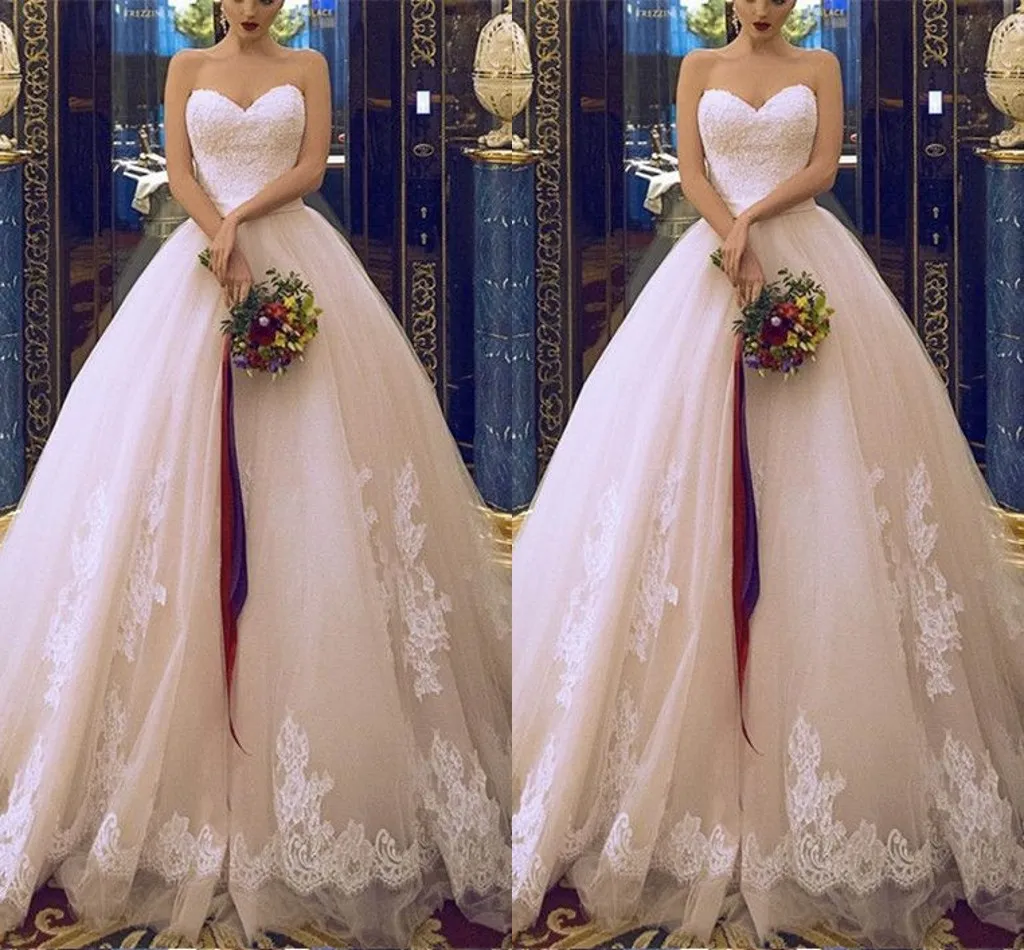 Romantic Lace Applique Corset Ballgown Wedding Dress Custom Empire