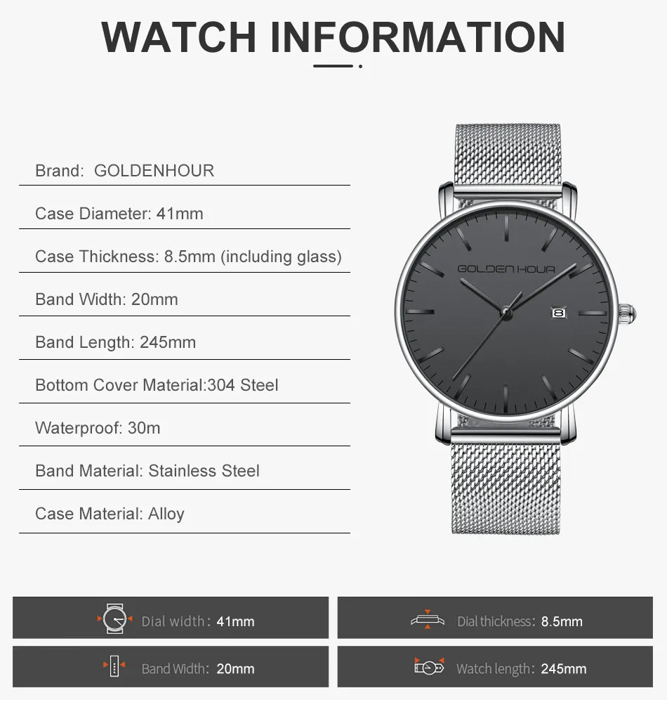 Top Brand Luxury GOLDENHOUR Rational Design Mens Watch Orologio Uomo ...