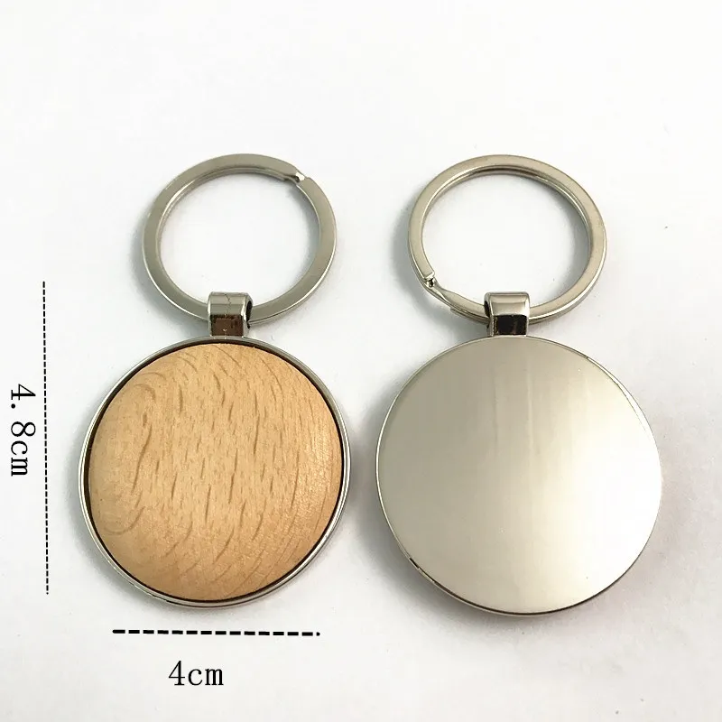 Metal Wood Keychains Key Chain Ring Round Heart Rectangle Simple DIY ...