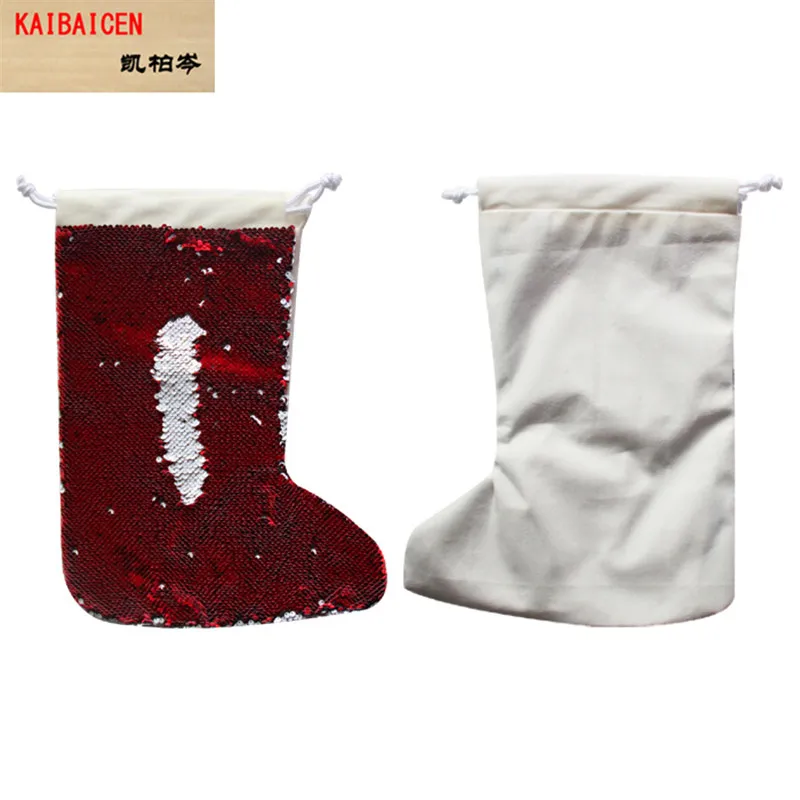 Sublimation Blank Christmas Sequins Stocking Christmas Decoration Socks ...