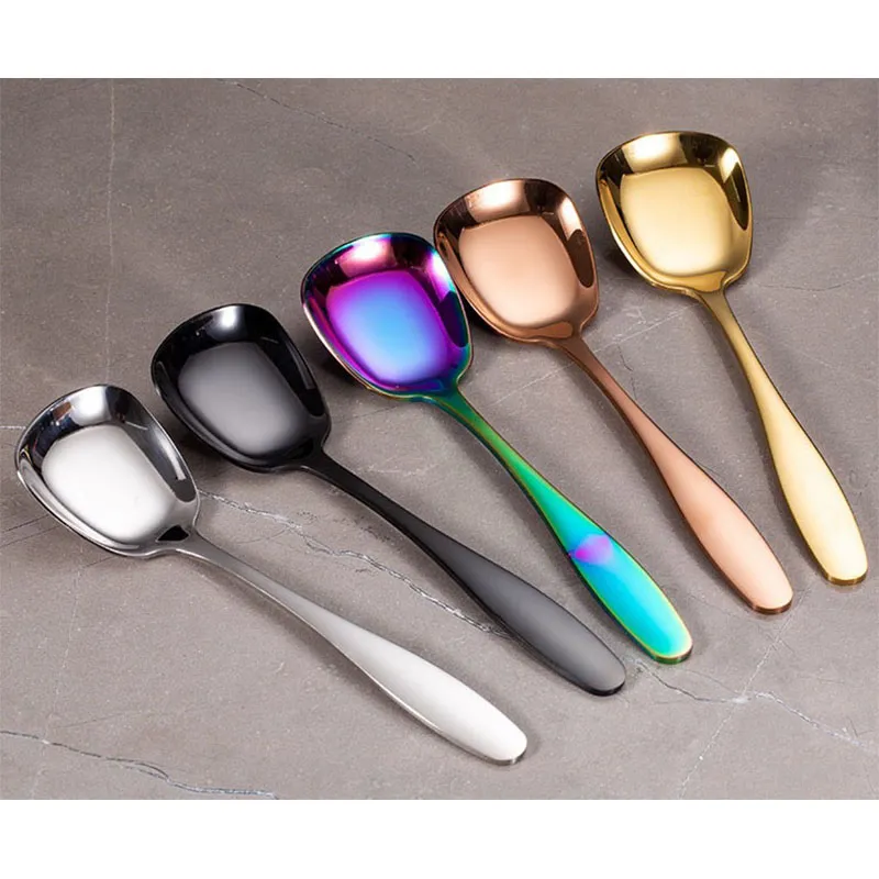 304 Stainless Steel Spoon Cutlery Square Head Flat Stainless Steel ...