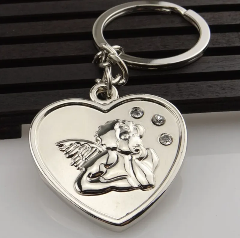 Angel Heart Keychain Zinc Alloy Pewter Metal Keyrings For Weddings ...