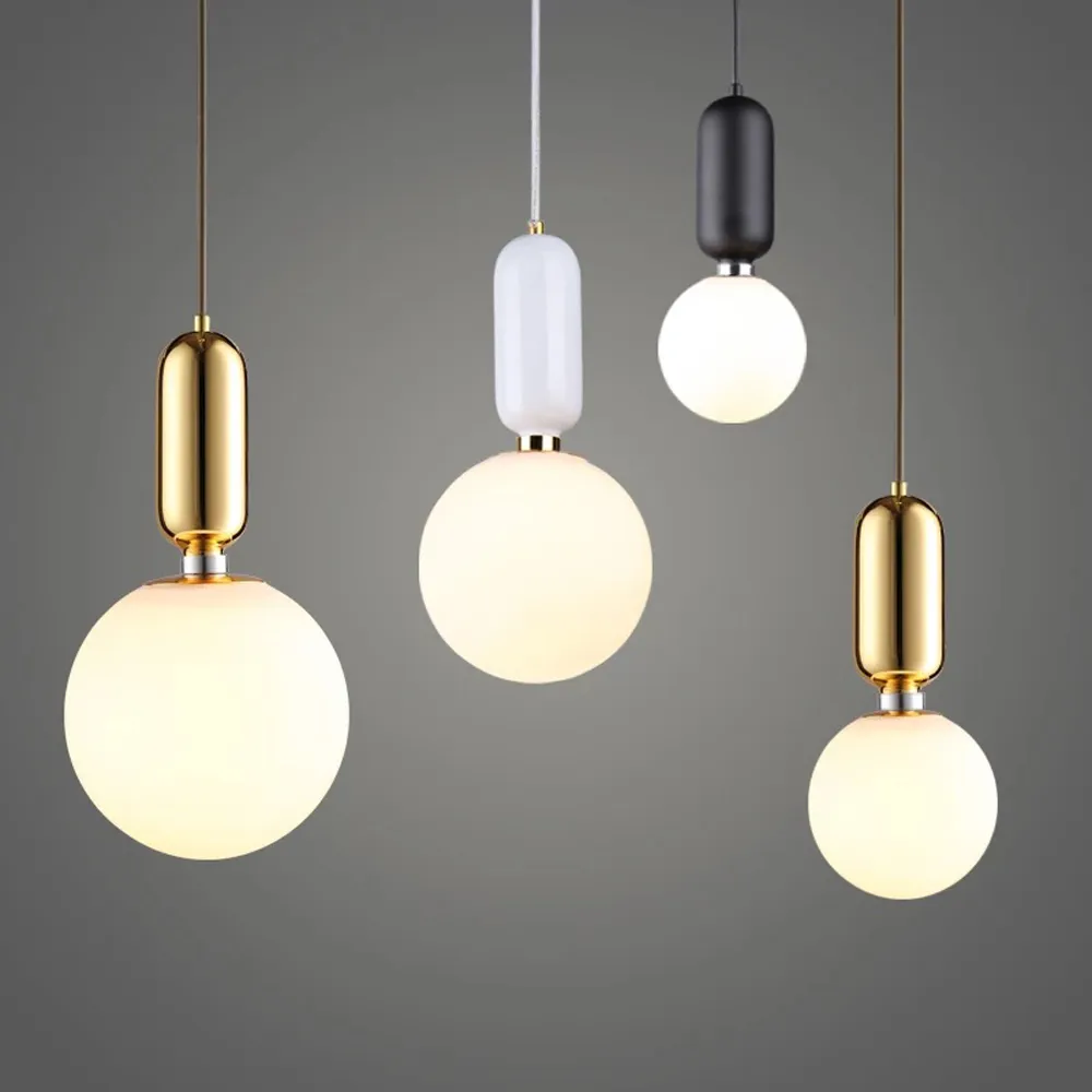₩86251에서 북유럽 Led 펜던트 조명 젖빛 유리 산업 핸드 펜던트 램프 현대 침실 Hanglamp 거실 서스펜션 조명기구