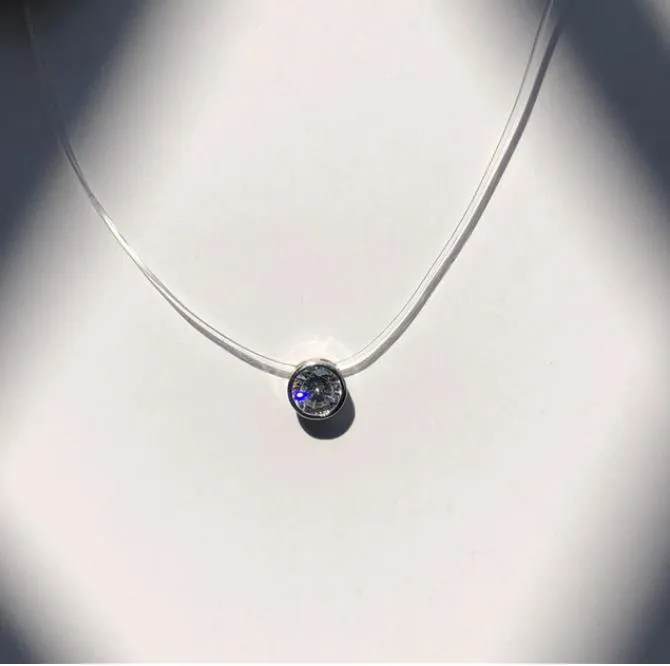 Fashion Invisible Fish Line Crystal Pendant Necklace for Women with ...