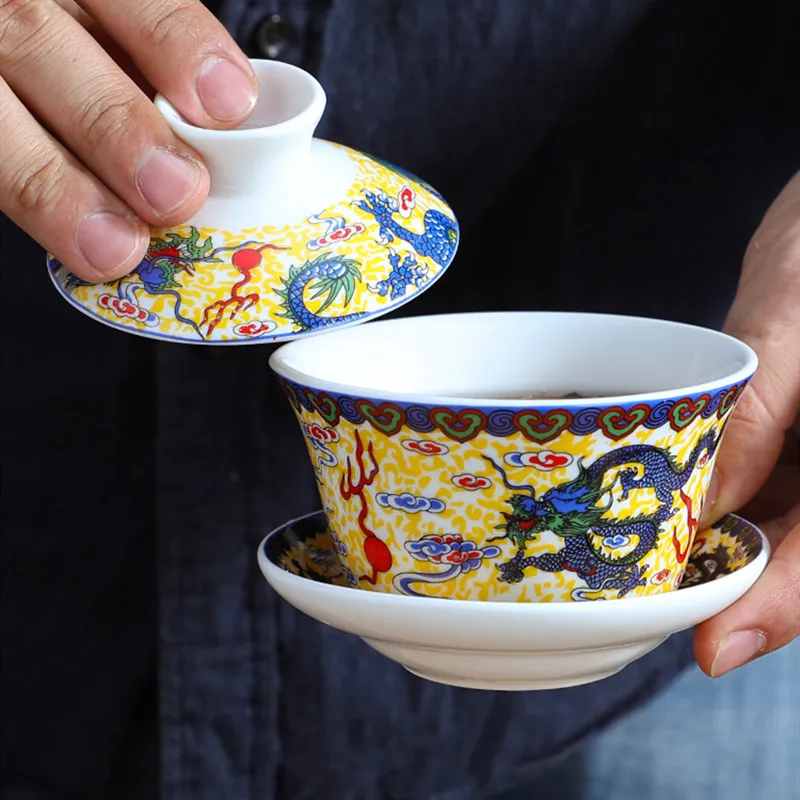 Ceramic Container With Lid Dragon Gaiwan With Lid Perfect For Office ...
