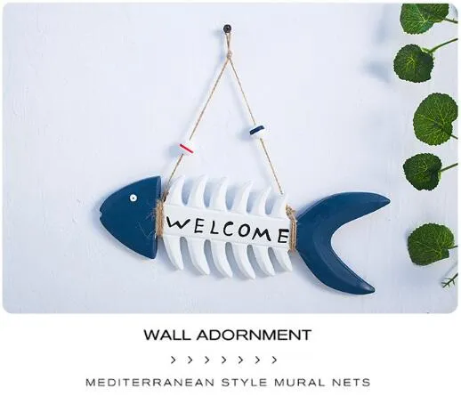 Creative Wooden Fish Bone Welcome Card Marine Hanging... From Cl2019017 ...