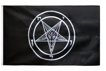 Pentagrama Negro Baphomet Satanism Flag 3x5ft 90x150cm Poliéster De ...