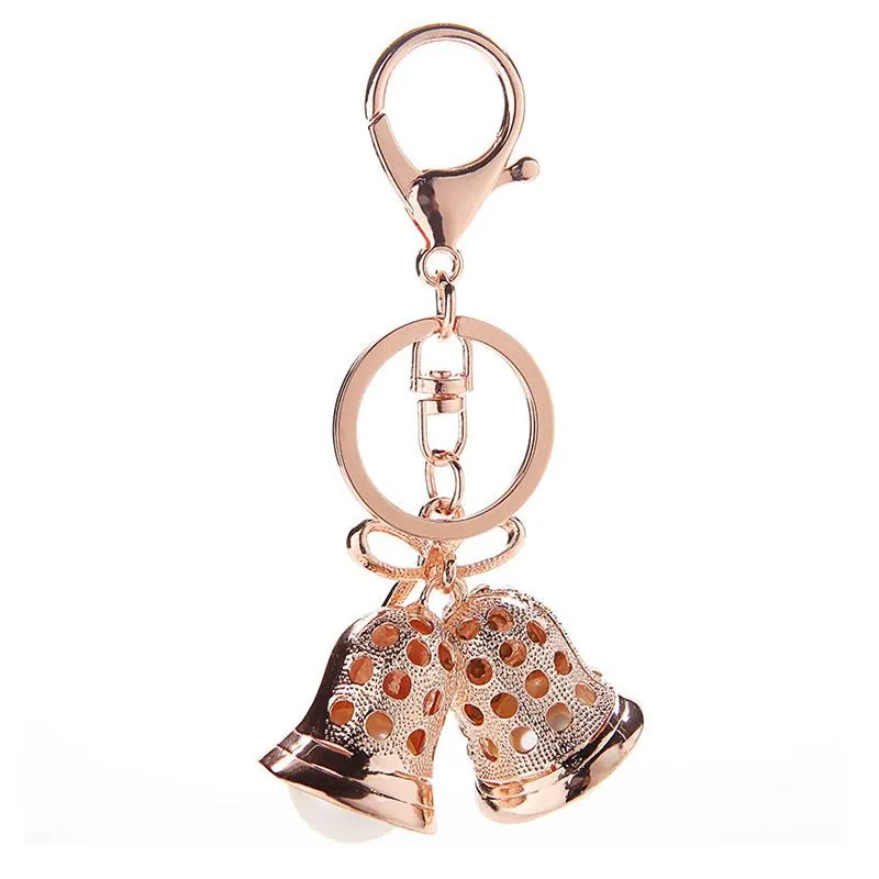 Rhinestone Pearl Jingle Bell Shoe Keychain Girl Charm Car Bag Hanging ...