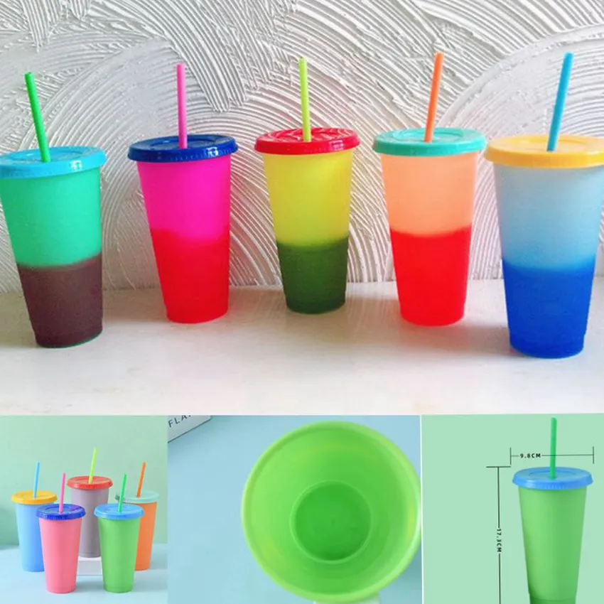 Color Changing Cup Plastic Temperature Change Color Colorful Cold Water ...