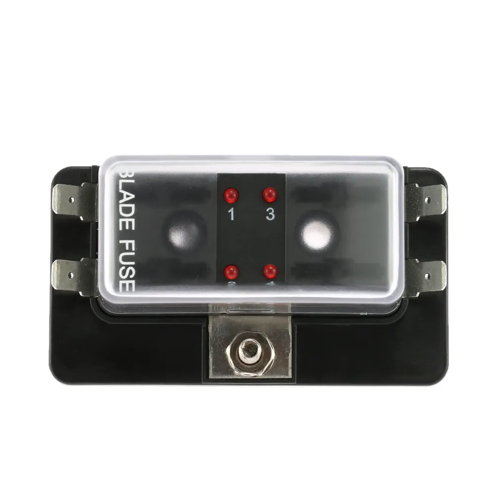 4 Way Blade Universal Fuse Block Holder With LED Warning Light Kit ...