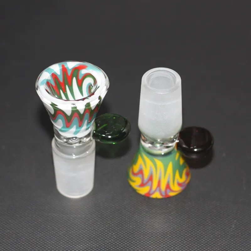 Colorful Glass Bowl With Handle For Bong Hookahs Dab Rig Male14mm 19mm ...