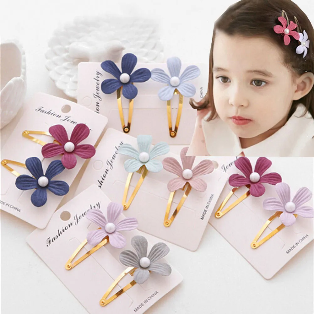 Girls Pearl Flower Hair Clips, Kids Hairpin Accessories, Children's ...