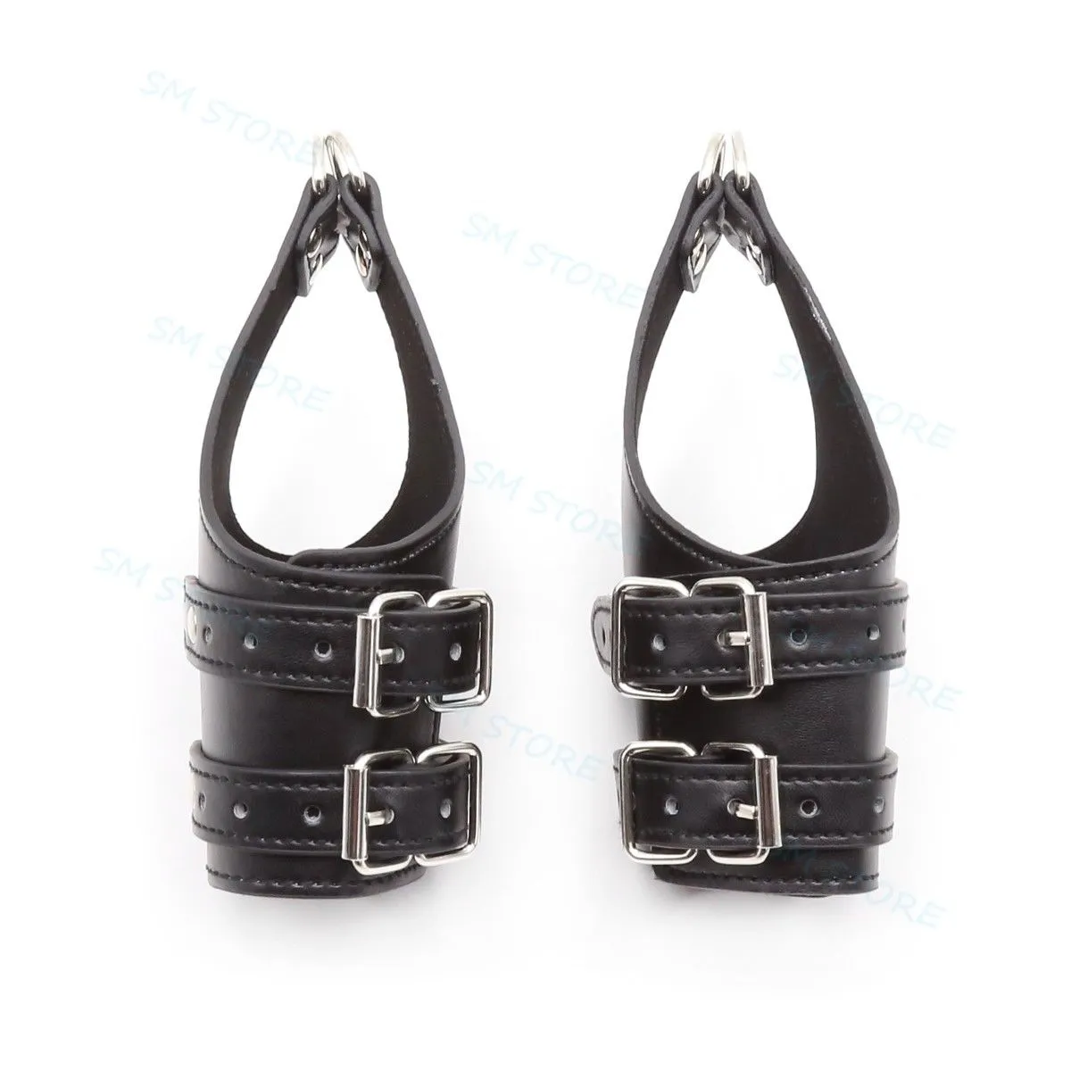 Bondage Black Faux Leather Hanging Handcuffs Restraint Suspension ...