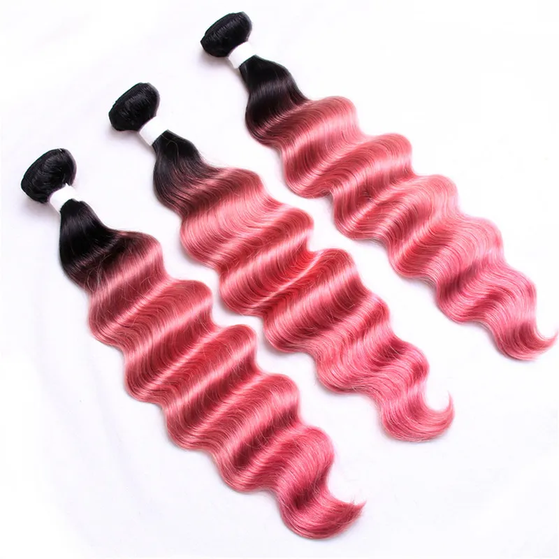 Deep Wave Curly Pink Human Hair Bundles - Peruvian Virgin Hair ...