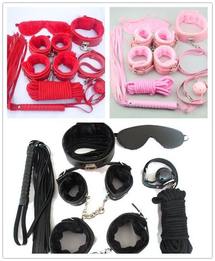 Kit De Bondage Jouet Sexuel Ensemble De 7 Pièces Jeu Fétichiste Pour Adultes Menottes De Jeu