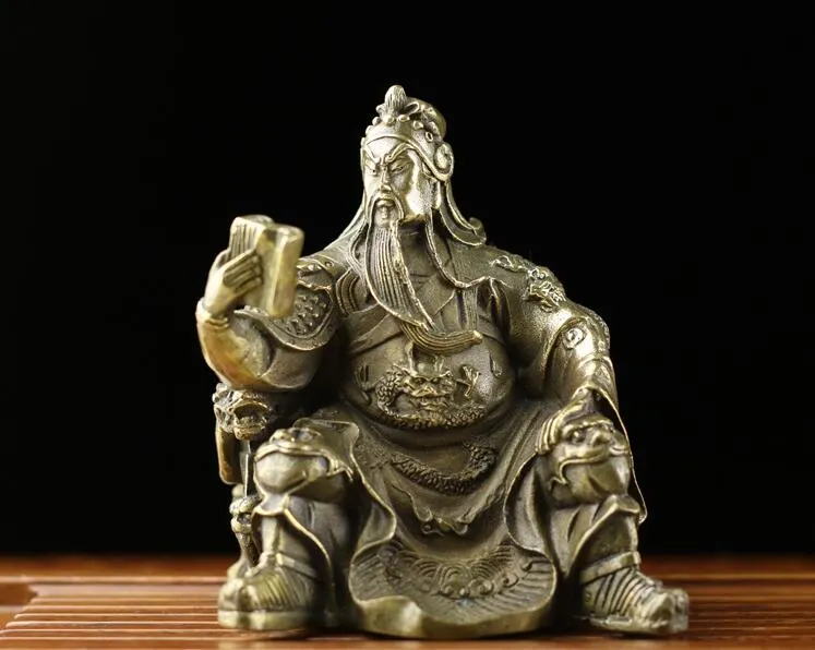Kaiguang Lucky Copper Statue Of God Of Wealth Guan Gong Antique Copper ...