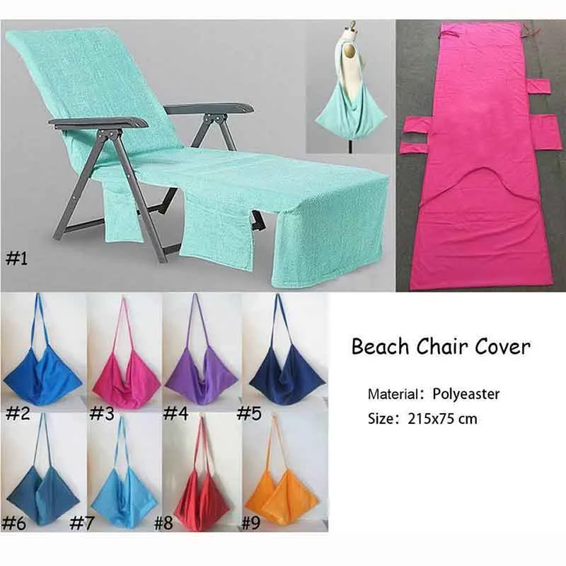 Double Layer Microfiber Beach Chair Cover With Strap Portable Pool ...