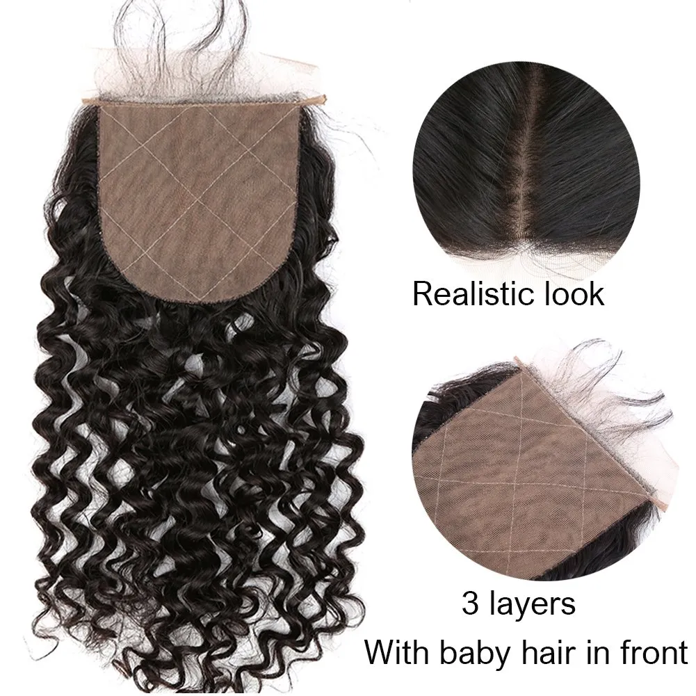 Real Virgin Brazilian Straight Hair Silk Base Lace Closure Natural ...