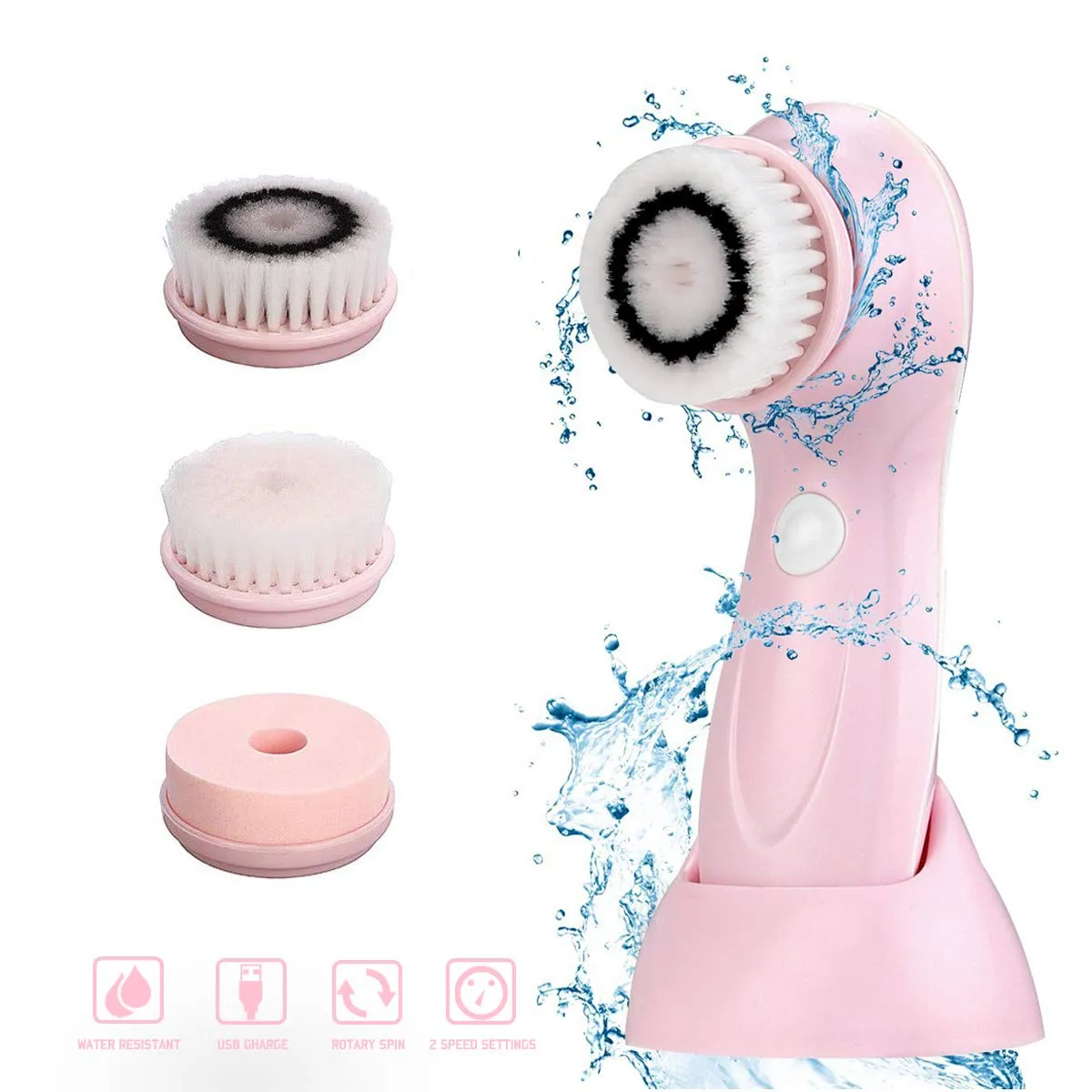 Rechargeable Facial Cleansing Brush Set For... From Youmvp, $10.22 ...