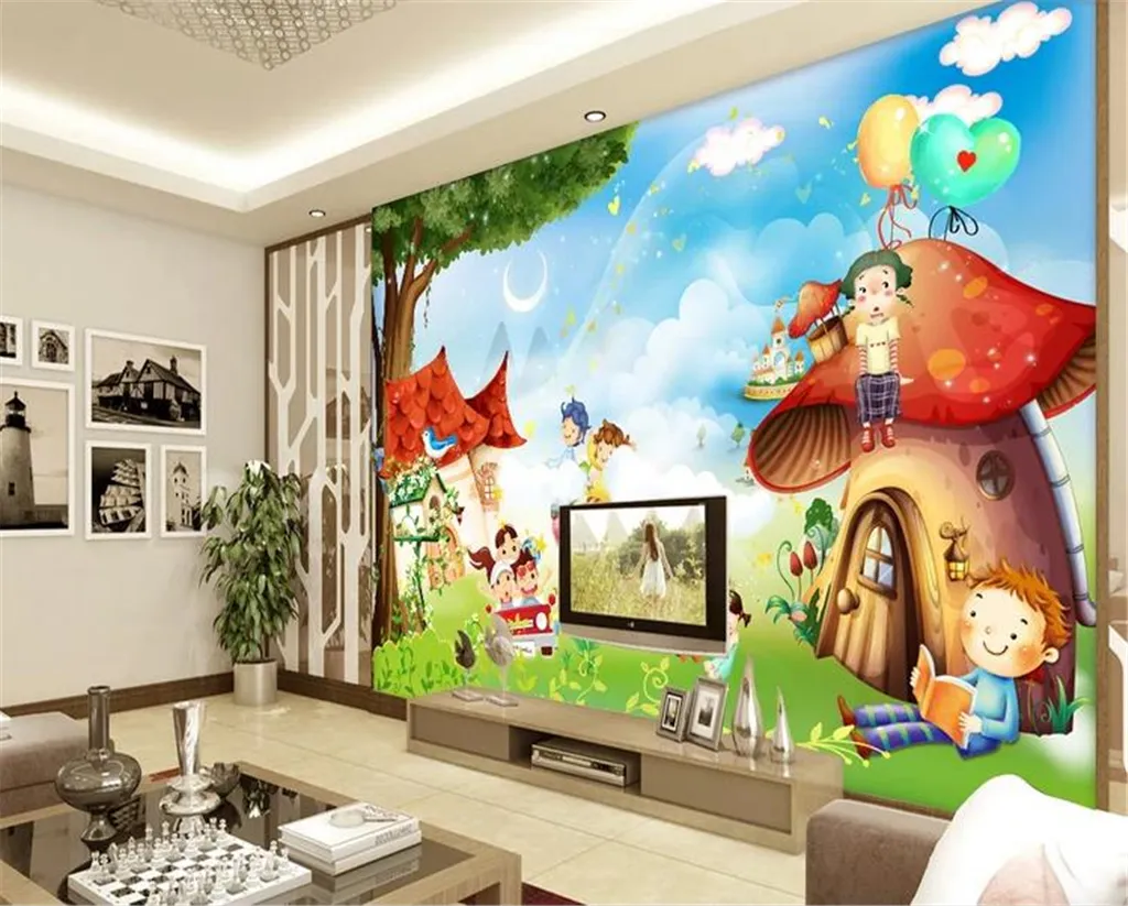 Magical 3D Cartoon Nursery Wallpaper Beautiful Background Wall ...