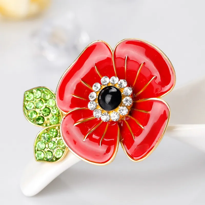 New Poppy Brooches Pin Festive Party Supplies Luxury UK Remebrance Day Gift Gold Tone Red Diamante Crystal Pretty Poppy Flower Brooch Breastpin From 1 12 DHgate