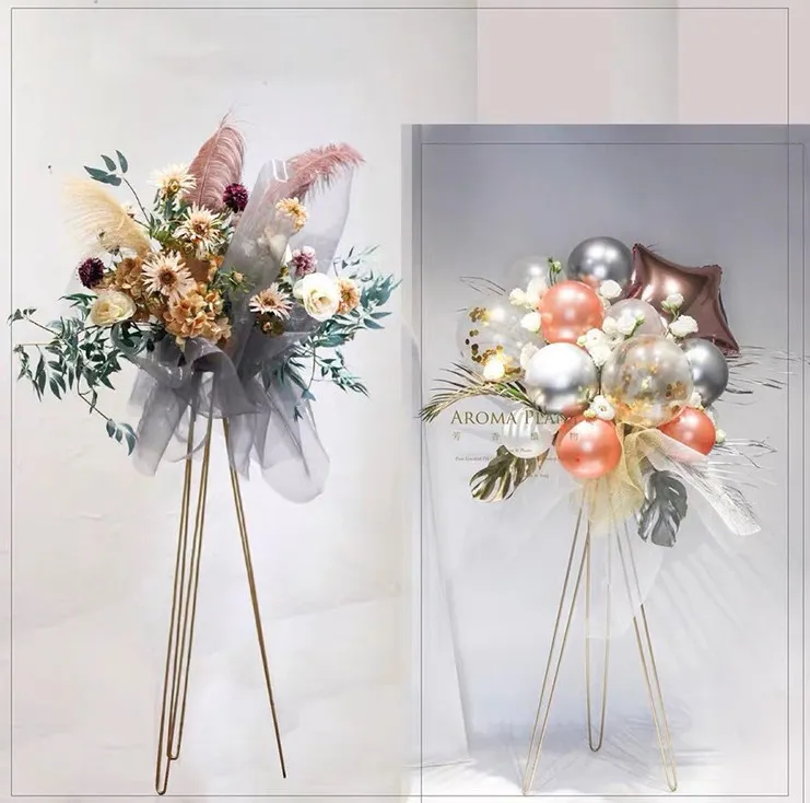 Gold Tripod Metal Flower Stand For Wedding Aisle Centerpieces, Road ...