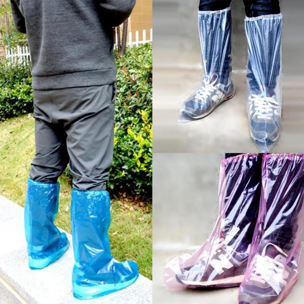 Waterproof Long Shoe Covers - Disposable Plastic Overshoes, Anti-Skid ...