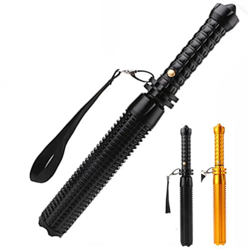 Rechargeable LED Tactical Self Defense Baton Flashlight With Telescopic ...