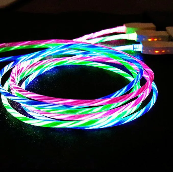DHgate.com:Micro USB Type-C Charging Cable, 2.4A LED Flowing Light Up ...