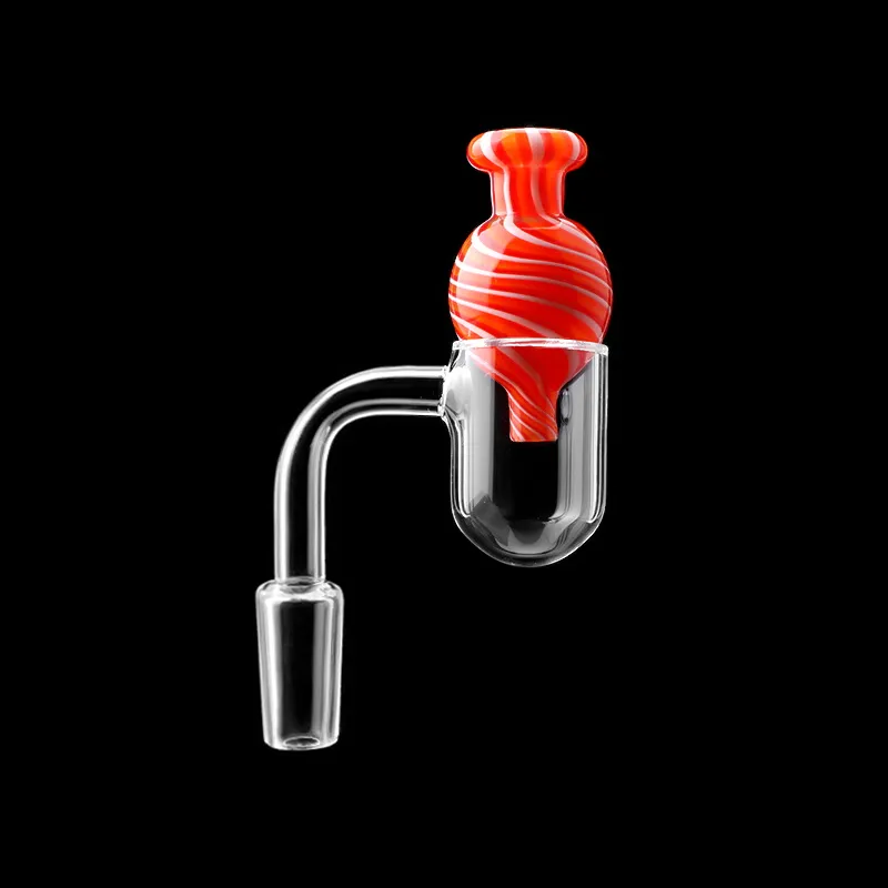 Round Bottom Beveled Edge Quartz Banger Nails With Stripe Glass Bubble ...