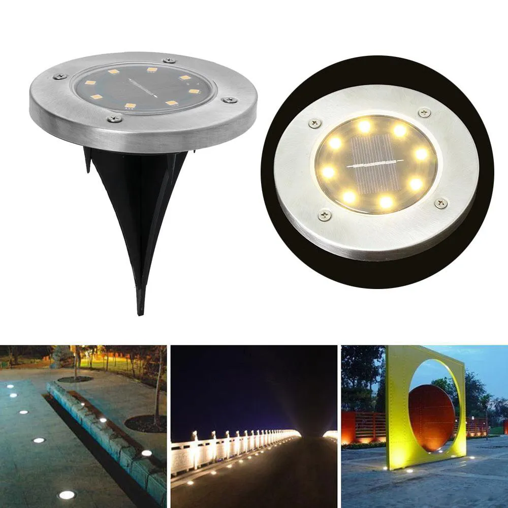 Outdoor Solar Pathway Lights, 8 LED In Ground Garden Lights, Waterproof ...