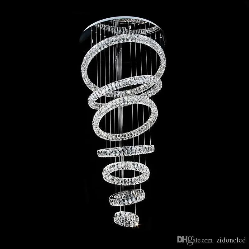 Modern Crystal Chandeliers: Seven Ring Crystal LED Lamp, Contemporary ...