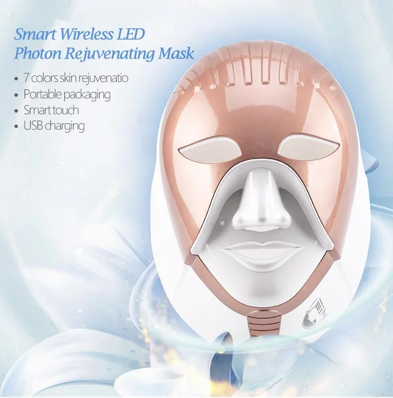 Rechargeable 7-Color LED Facial Mask with Neck Therapy - Premium Skin ...